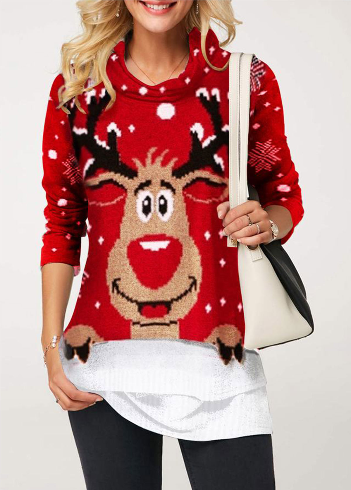 Rotita Long Sleeve Elk Print Christmas Tunic Top Usd 2 99
