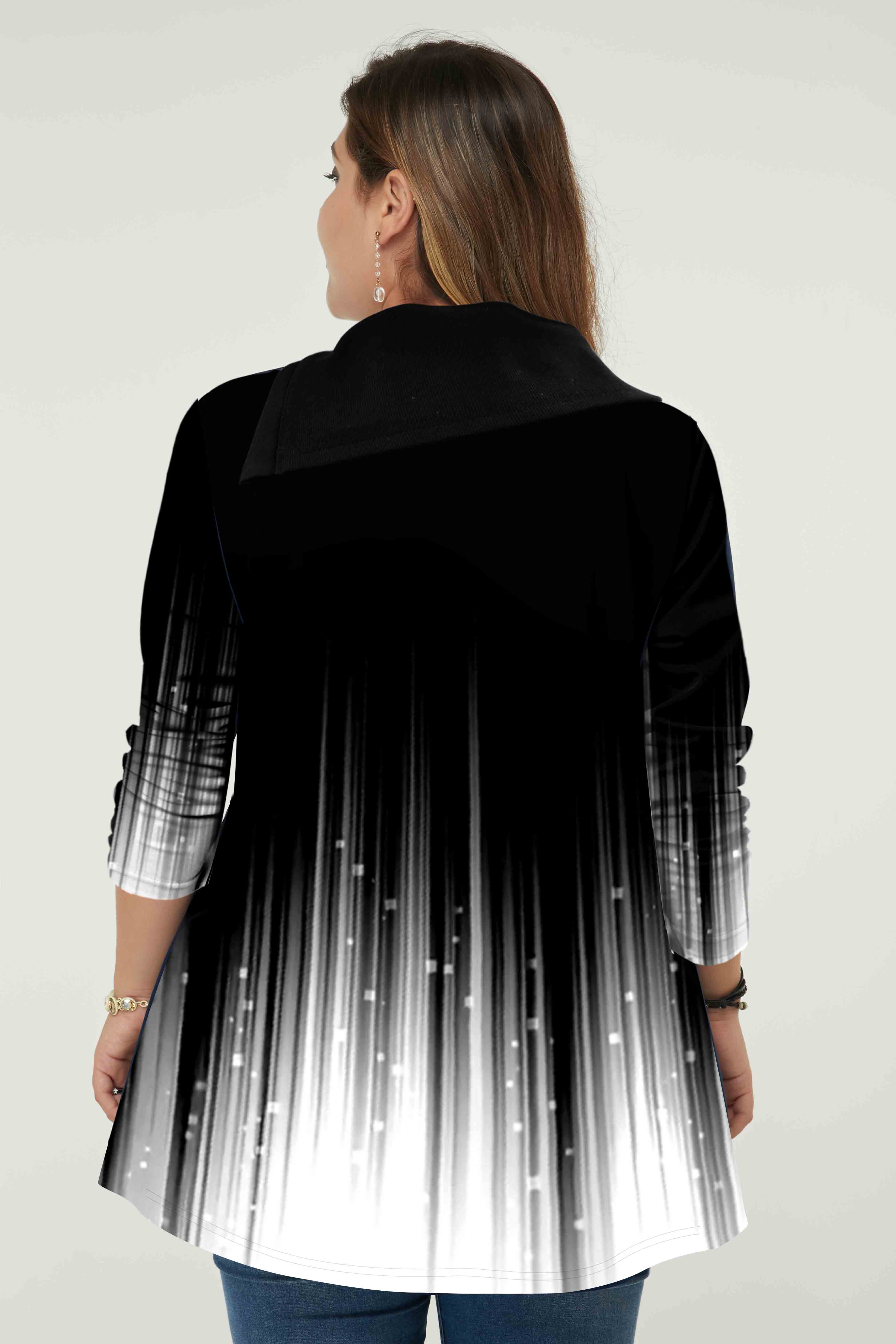 ROTITA Decorative Button Ombre White Asymmetrical Neck T Shirt | Rotita ...