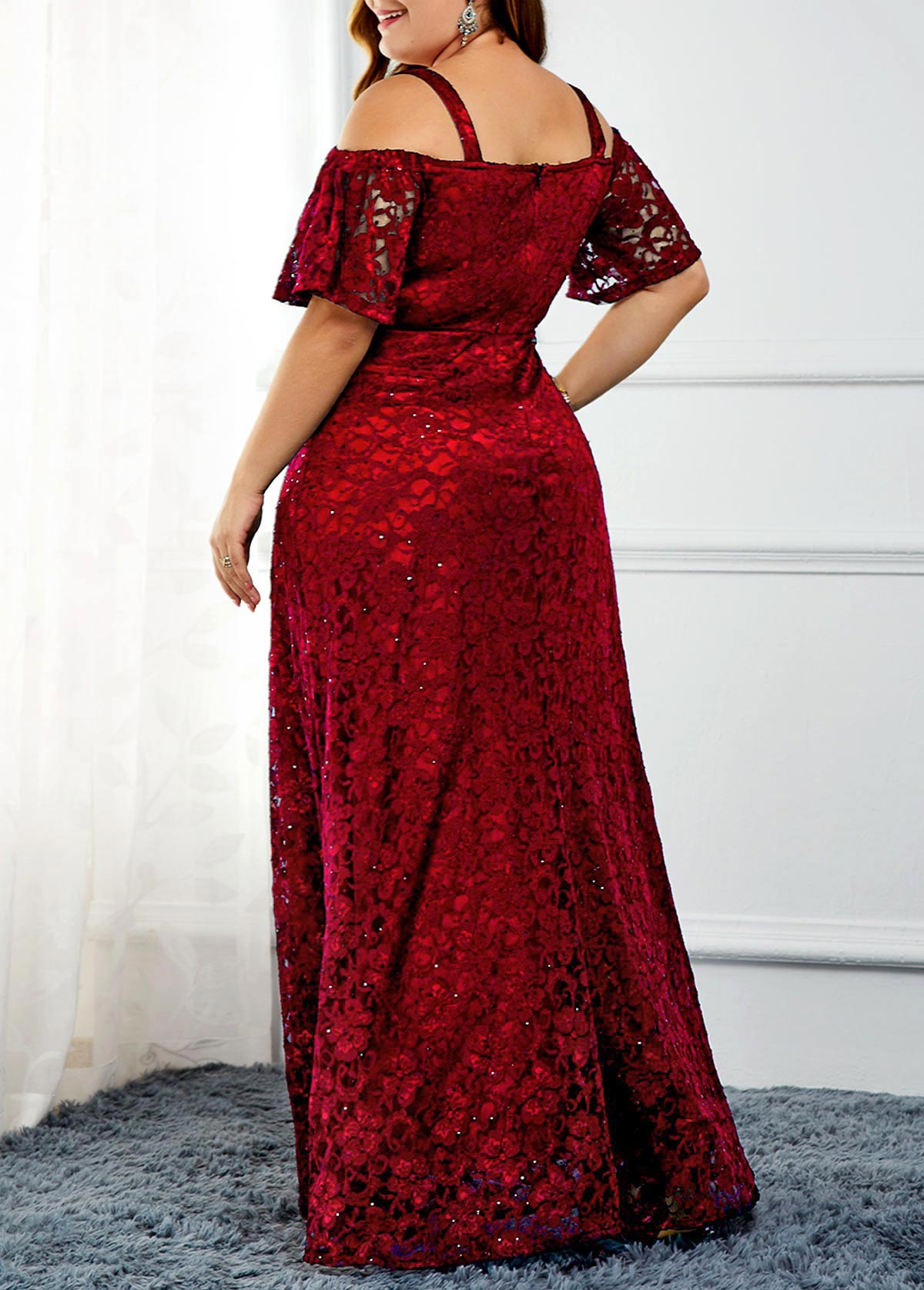 ROTITA Plus Size Lace Cold Shoulder Dress | Rotita.com - USD $54.98