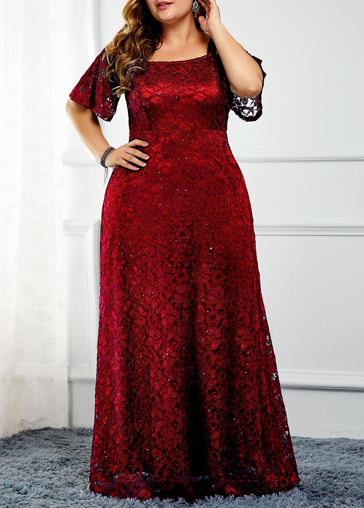 ROTITA Plus Size Lace Cold Shoulder Dress | Rotita.com - USD $54.98