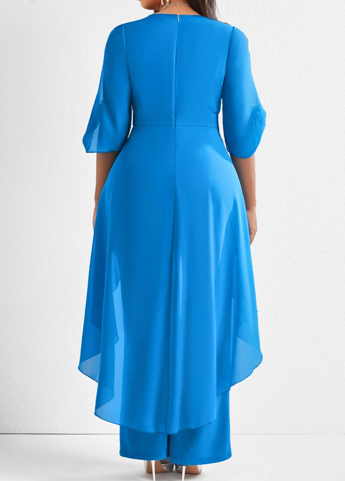 ROTITA Light Blue Flower Decoration Chiffon Jumpsuit | Rotita.com - USD ...