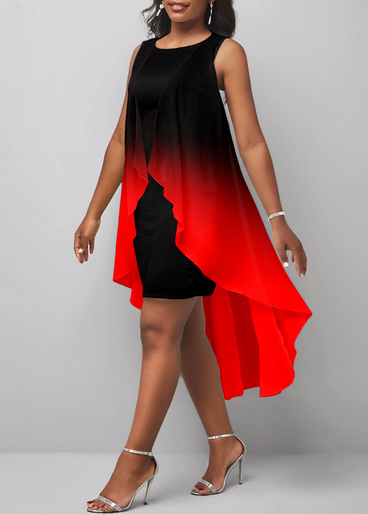 ROTITA Layered Ombre Red High Low A Line Dress | Rotita.com - USD $24.98