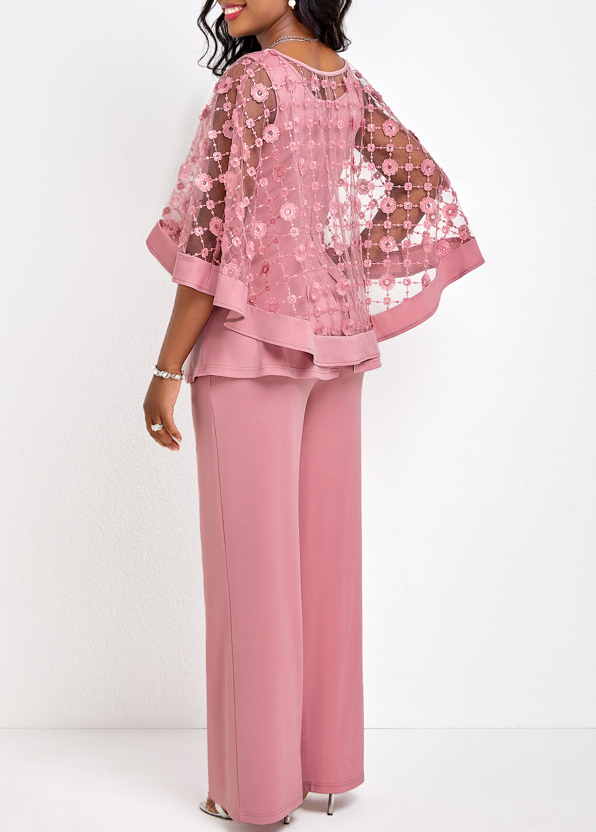 ROTITA Breathable Pink Long Boat Neck Jumpsuit and Cardigan | Rotita ...