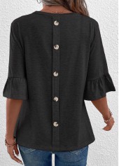 Button Pink Round Neck T Shirt | Rotita.com - USD $24.98