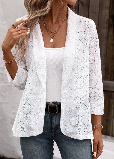ROTITA Lace White 3/4 Sleeve Light Cardigan | Rotita.com - USD $32.98