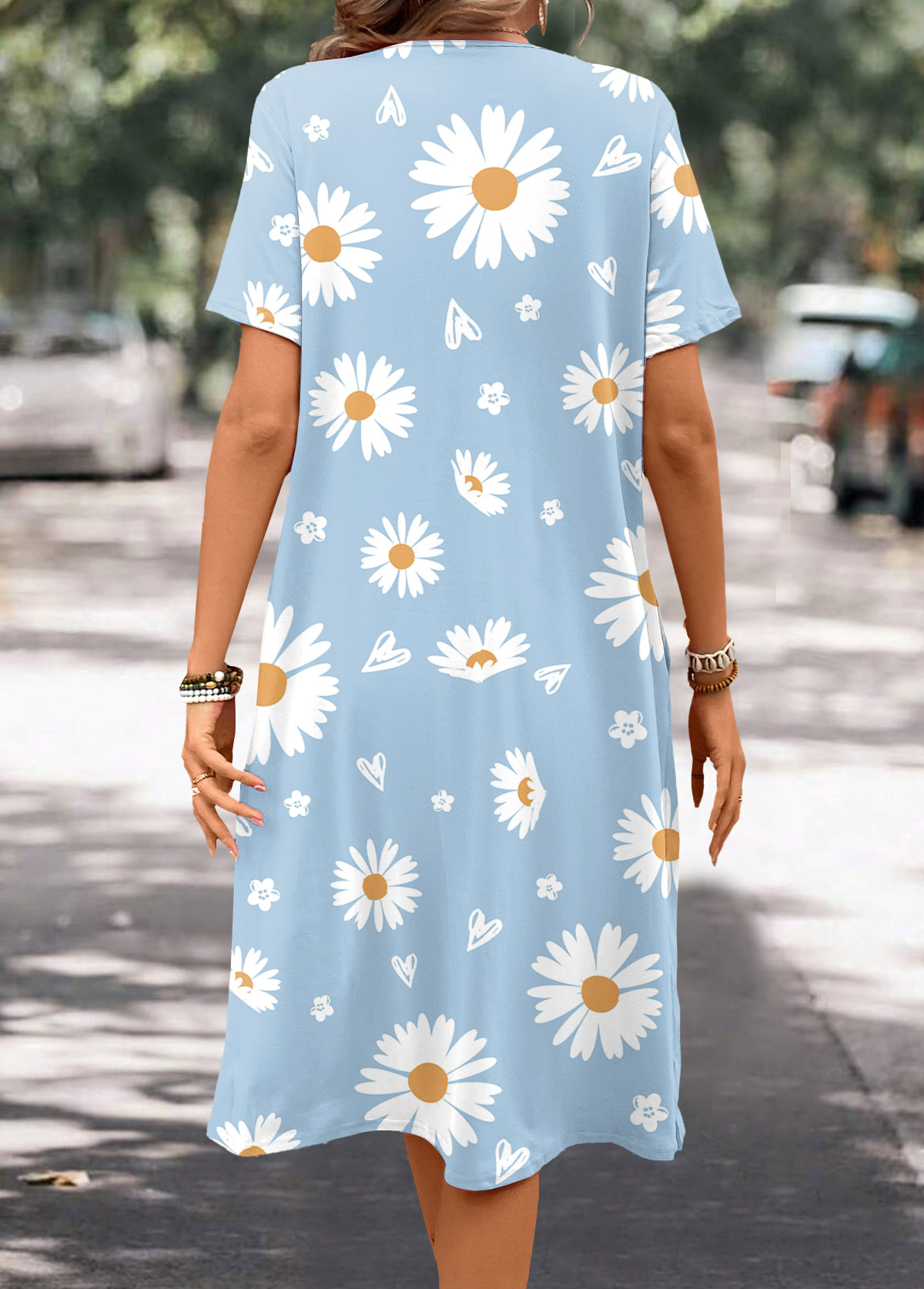 ROTITA Tuck Stitch Floral Print Multi Color A Line Dress | Rotita.com ...